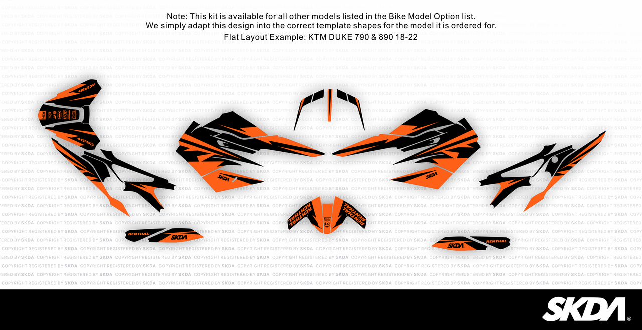 BITE Orange KTM Duke Full Graphics Kit | SKDA USA