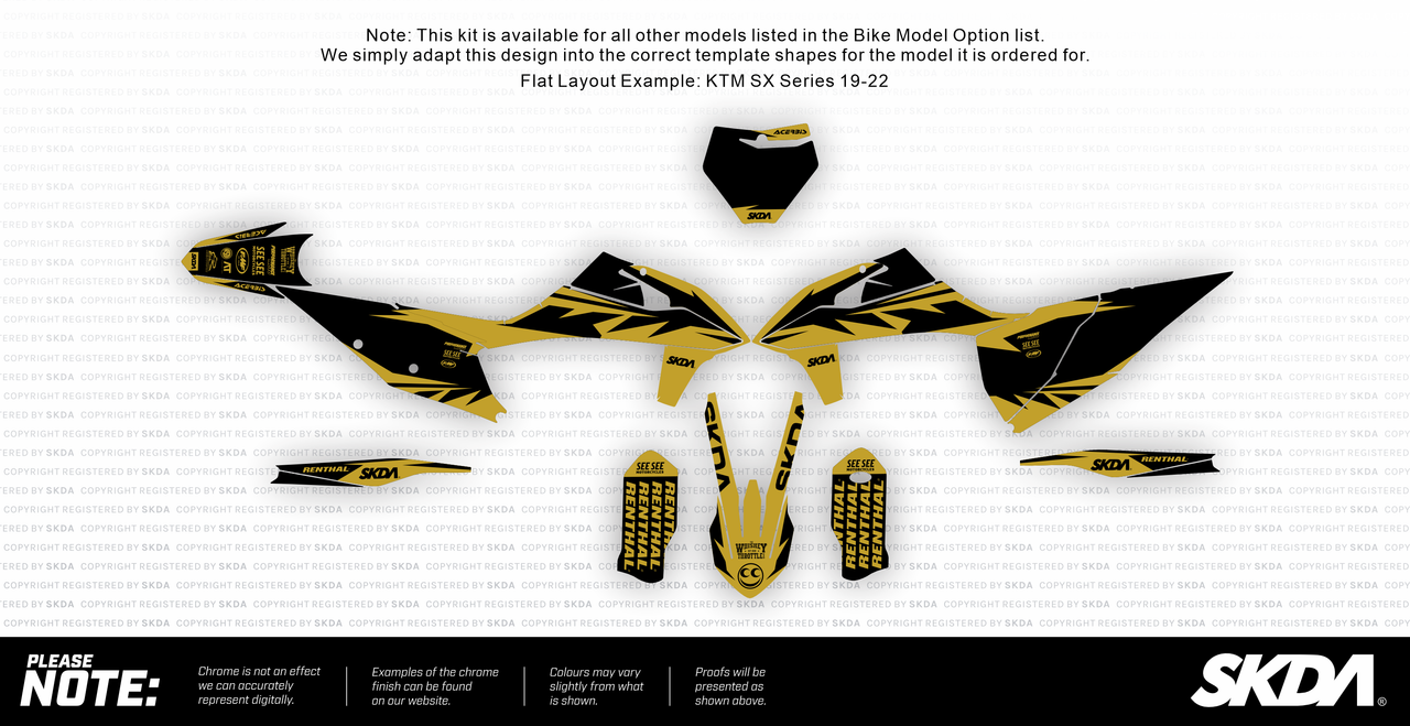 BITE CHROME Gold KTM Full Graphics Kit | SKDA USA