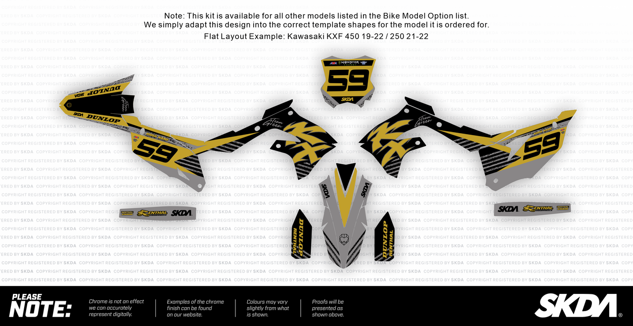 BEAST CHROME Gold KX/KXF Full Graphics Kit | SKDA USA