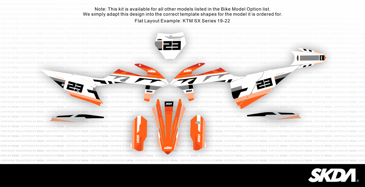 VOLT Wht/Org KTM Full Graphics Kit | SKDA USA