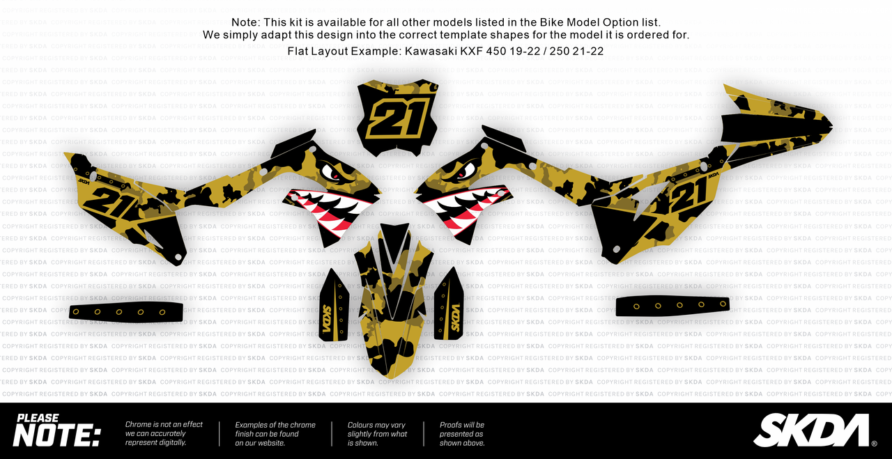 BOMBER CHROME Gold KX/KXF Full Graphics Kit | SKDA USA