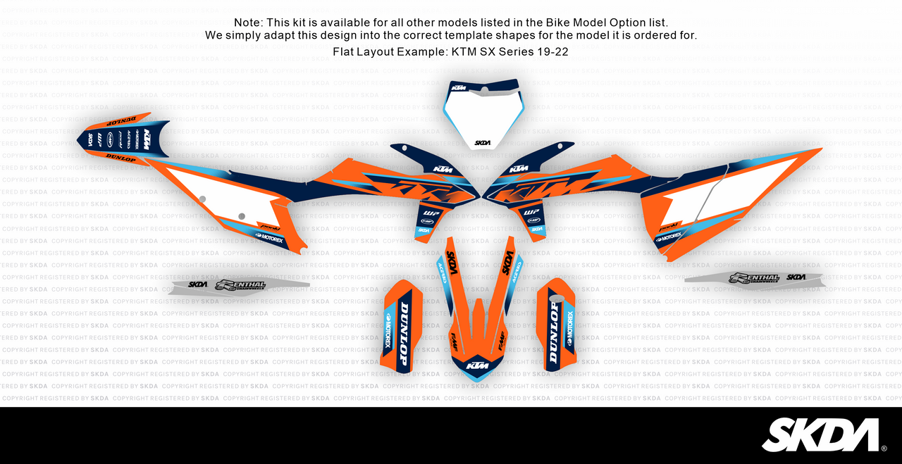 FURY Org/Blue KTM Full Graphics Kit | SKDA USA