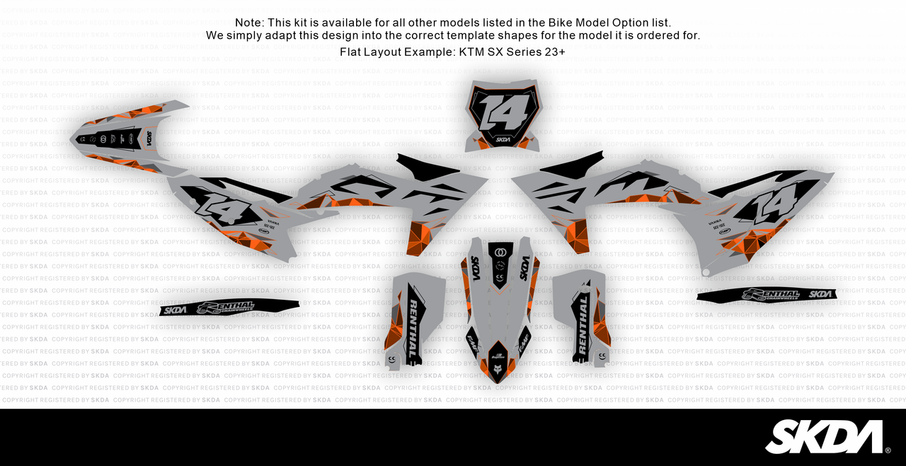 RIDGE Grey/Org KTM Full Graphics Kit | SKDA USA