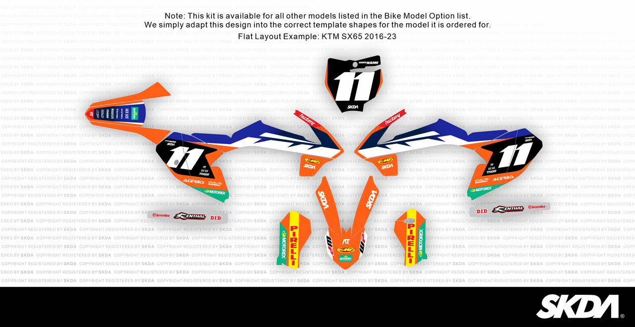 ARROW Blue KTM Mini Bike Full Graphics Kit - SKDA - US Store