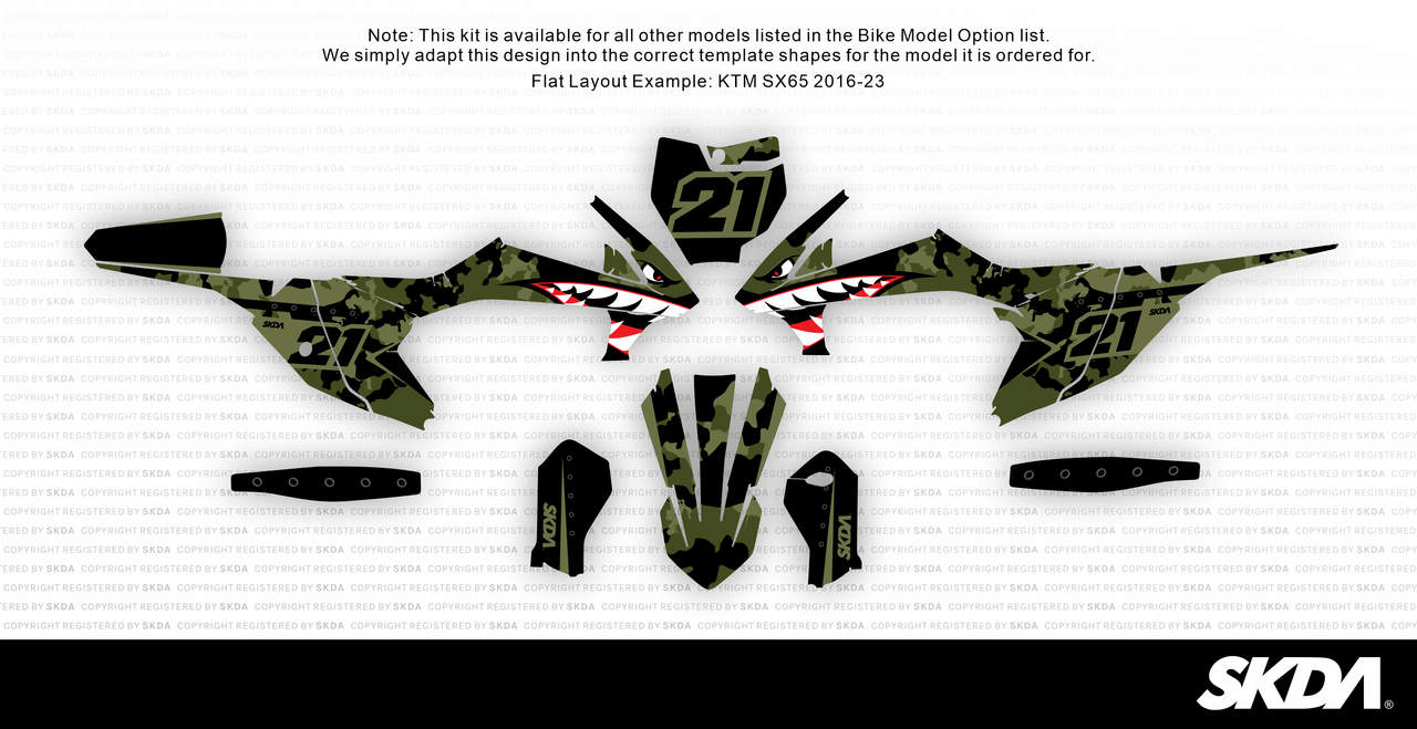 BOMBER Khaki KTM Mini Bike Full Graphics Kit - SKDA - US Store