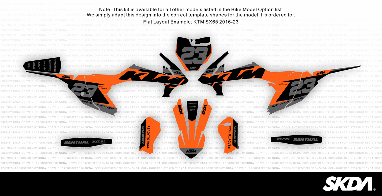 CURE Blk/Org KTM Mini Bike Full Graphics Kit | SKDA USA
