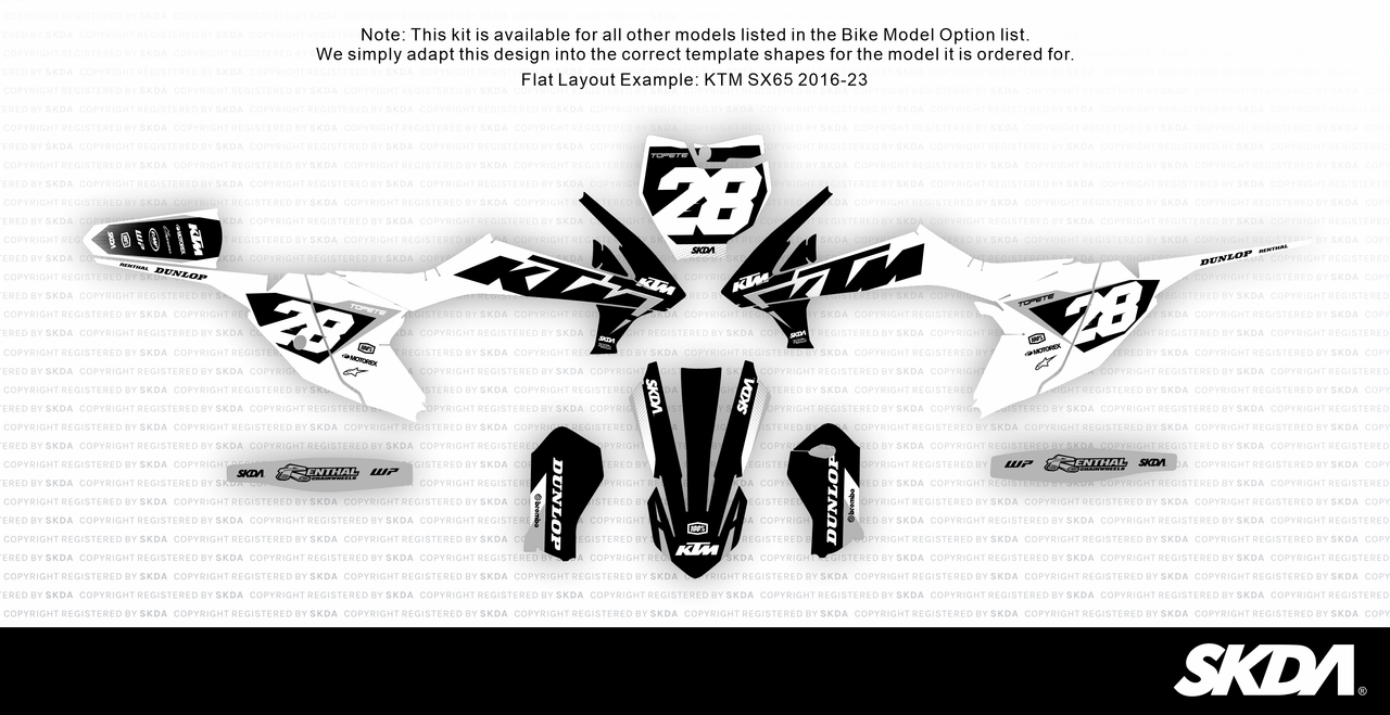 DAGSOM White KTM Mini Bike Full Graphics Kit - SKDA - US Store