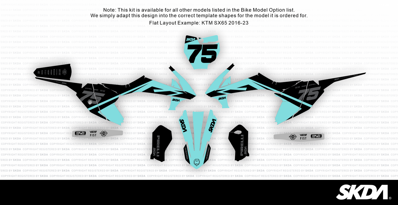 DIVIDE Blk/Teal KTM Mini Bike Full Graphics Kit | SKDA USA