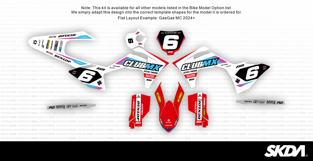 CLUBMX V1 White GasGas Full Graphics Kit | SKDA USA