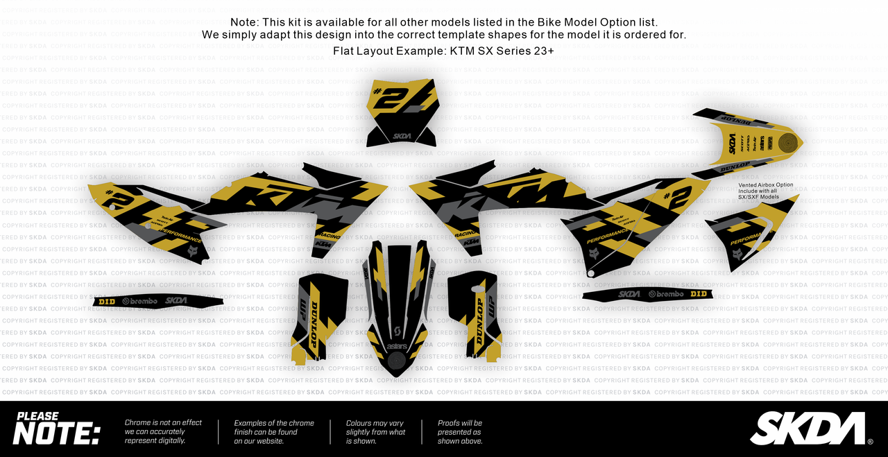 AXE CHROME Gold KTM Full Graphics Kit | SKDA USA