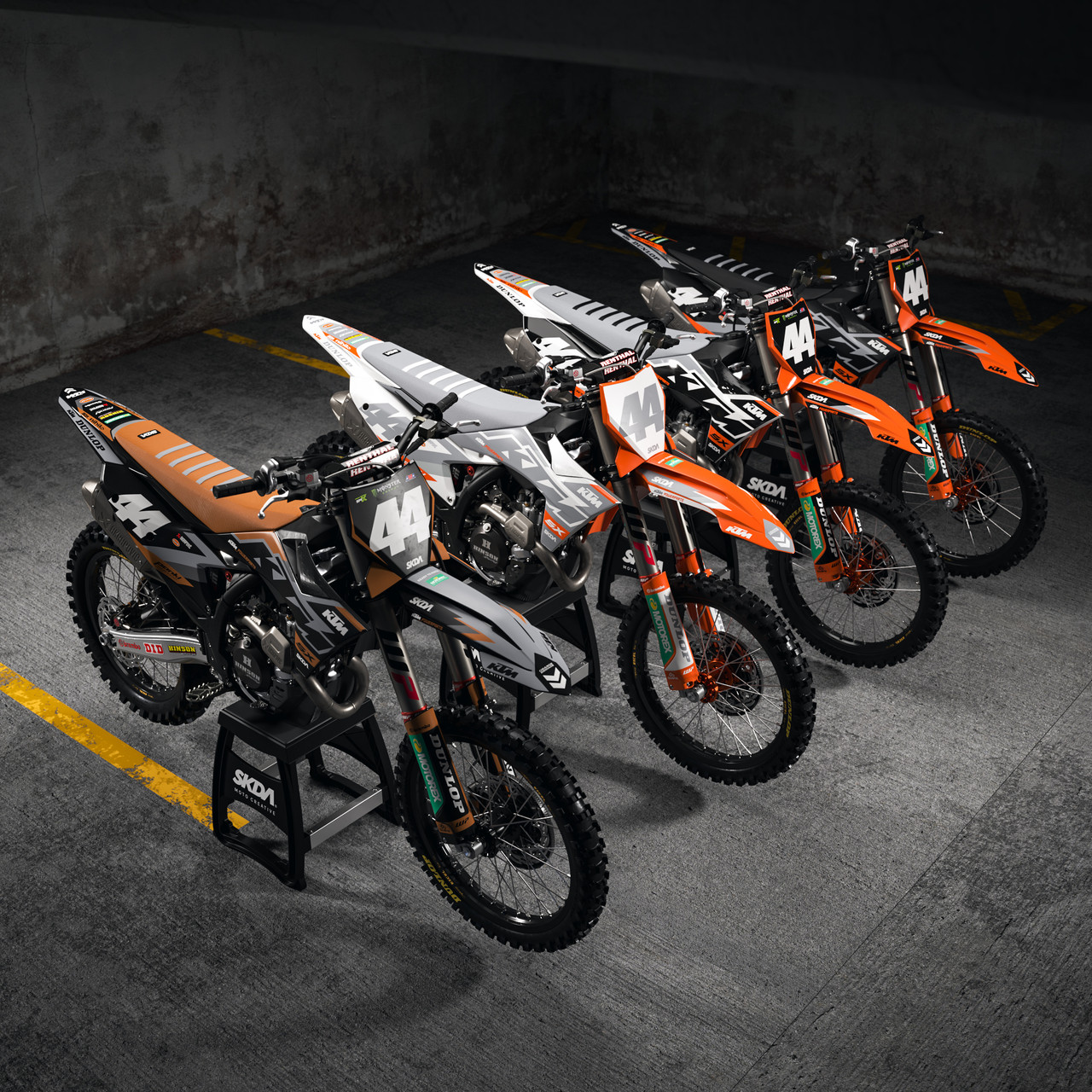 SHADED Grey/Wht KTM Full Graphics Kit | SKDA USA