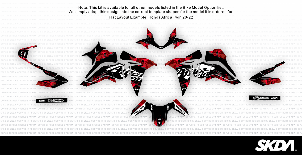 RIDGE Blk/Red Africa Twin Full Graphics Kit | SKDA USA