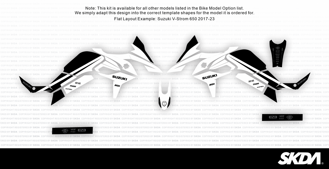 DIVIDE White V-Strom Full Graphics Kit | SKDA USA