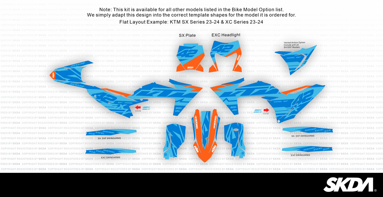 FLUSH Blue KTM Full Graphics Kit | SKDA USA