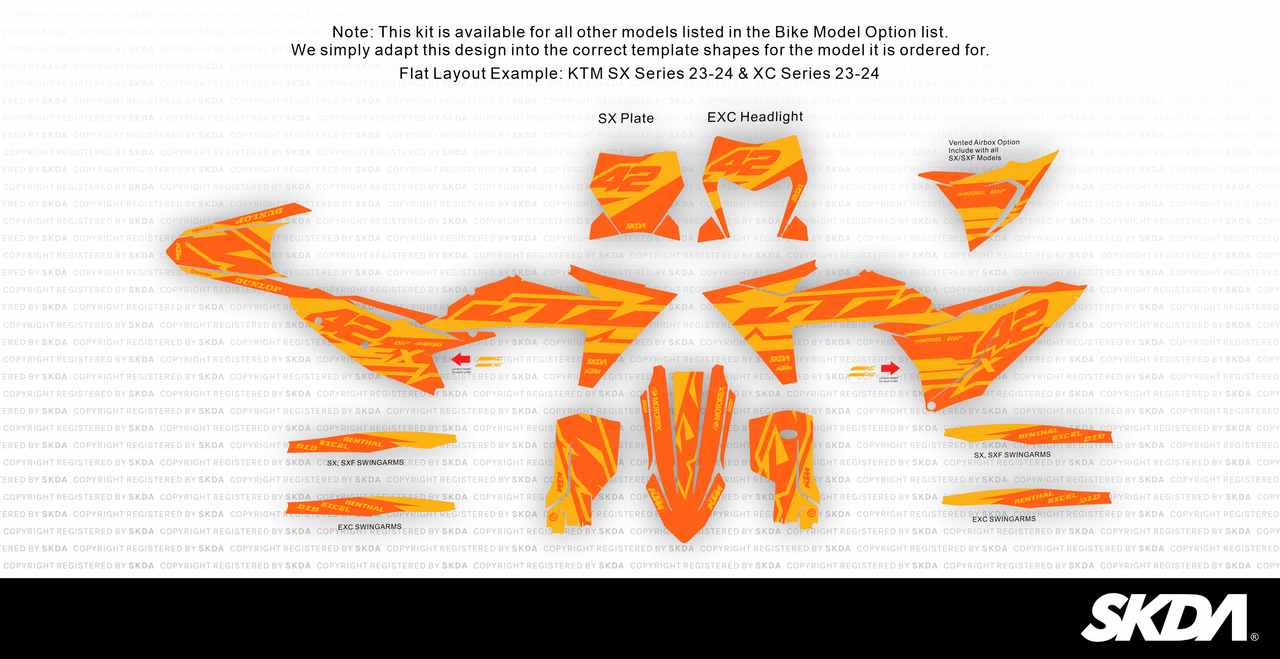 FLUSH Orange KTM Full Graphics Kit | SKDA USA