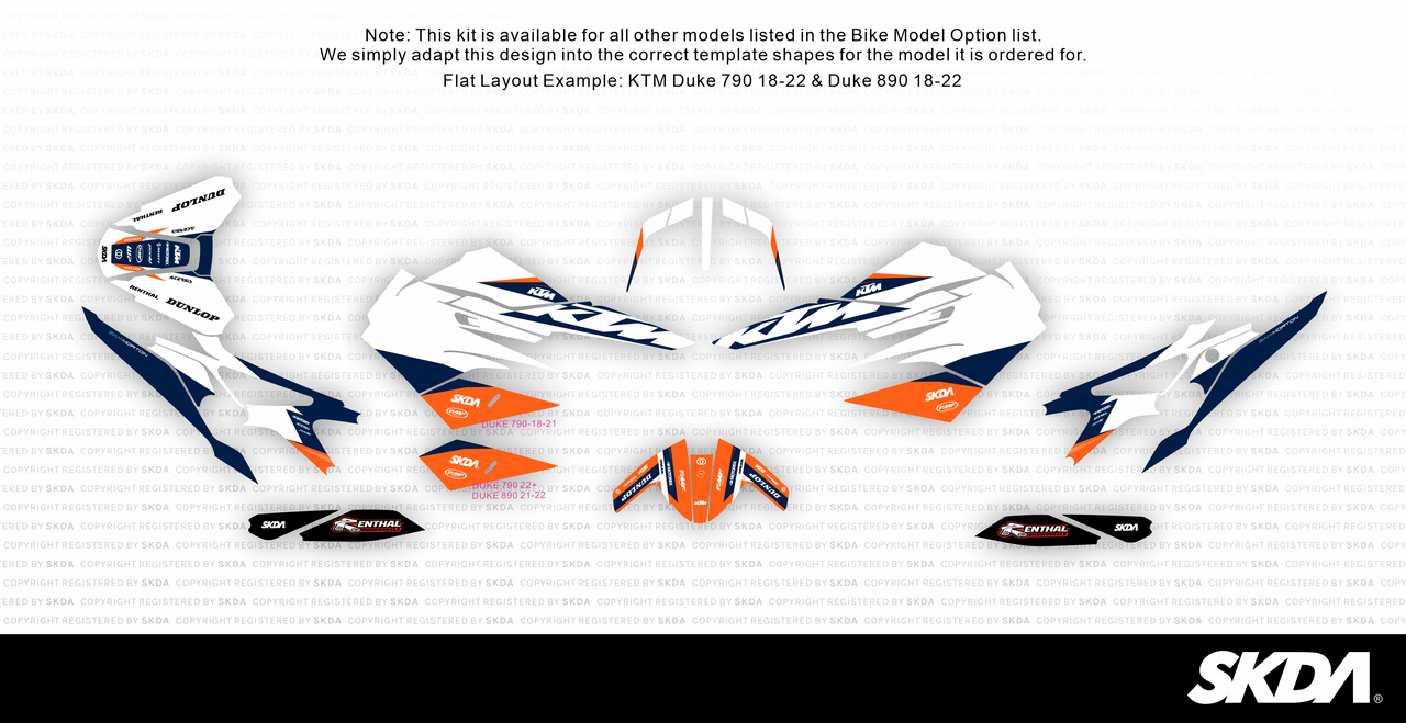 CENTRALIZE White KTM Duke Full Graphics Kit | SKDA USA