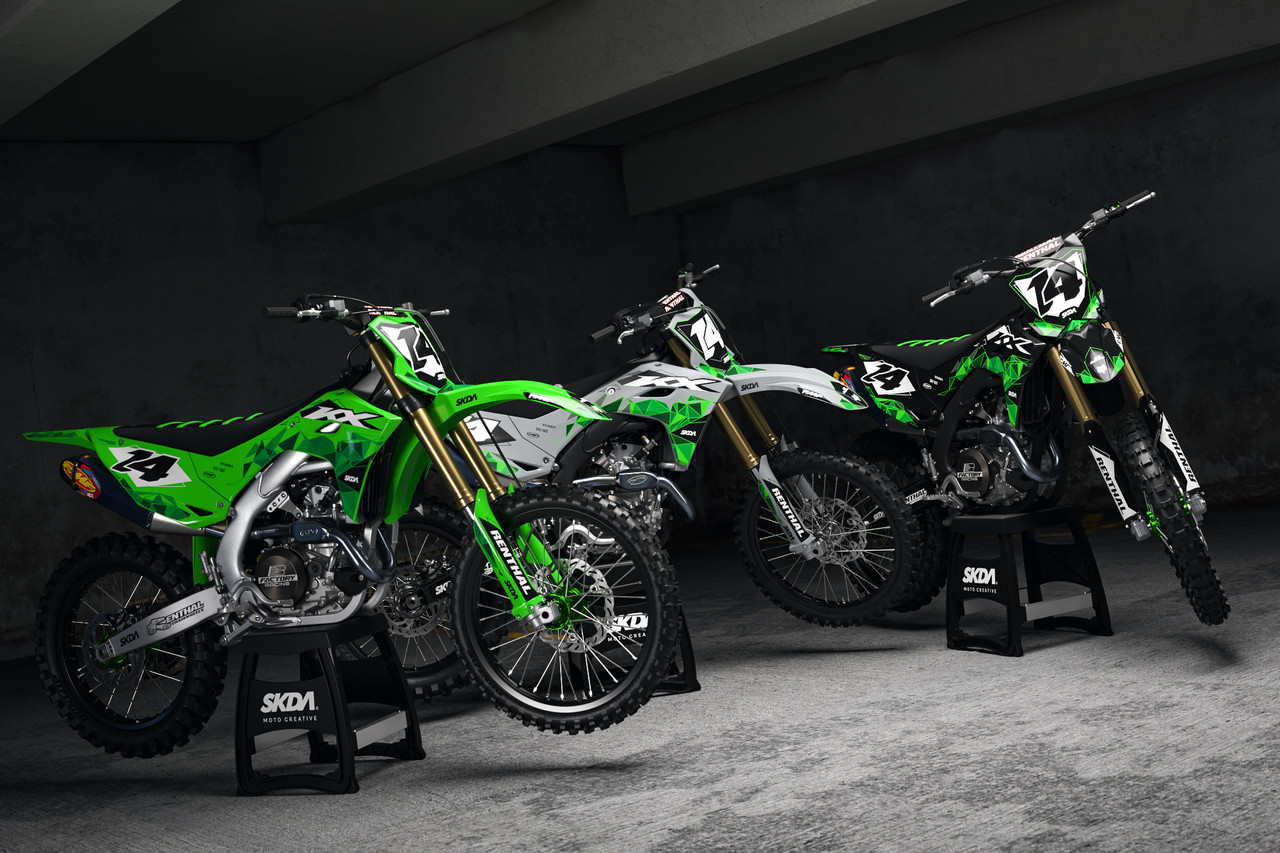 RIDGE Gry/Green KX/KXF Full Graphics Kit | SKDA USA