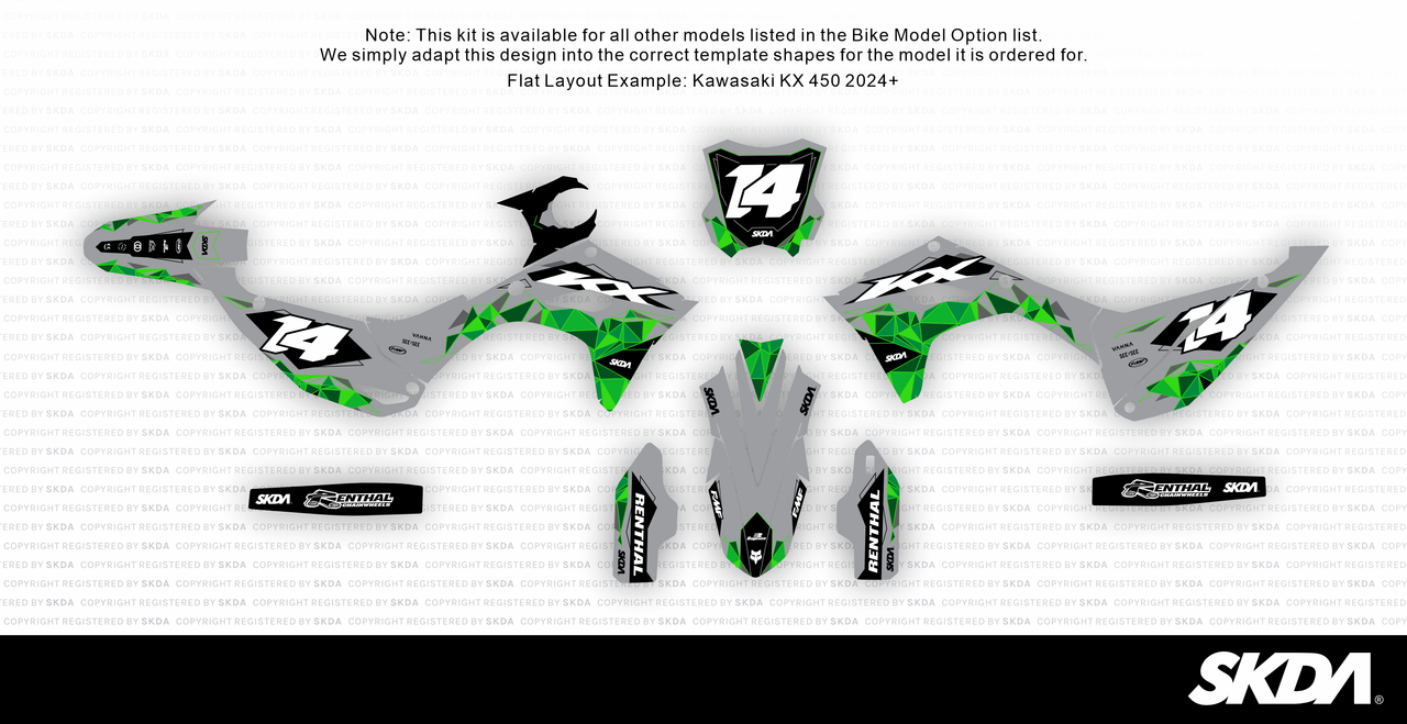 RIDGE Gry/Green KX/KXF Full Graphics Kit | SKDA USA