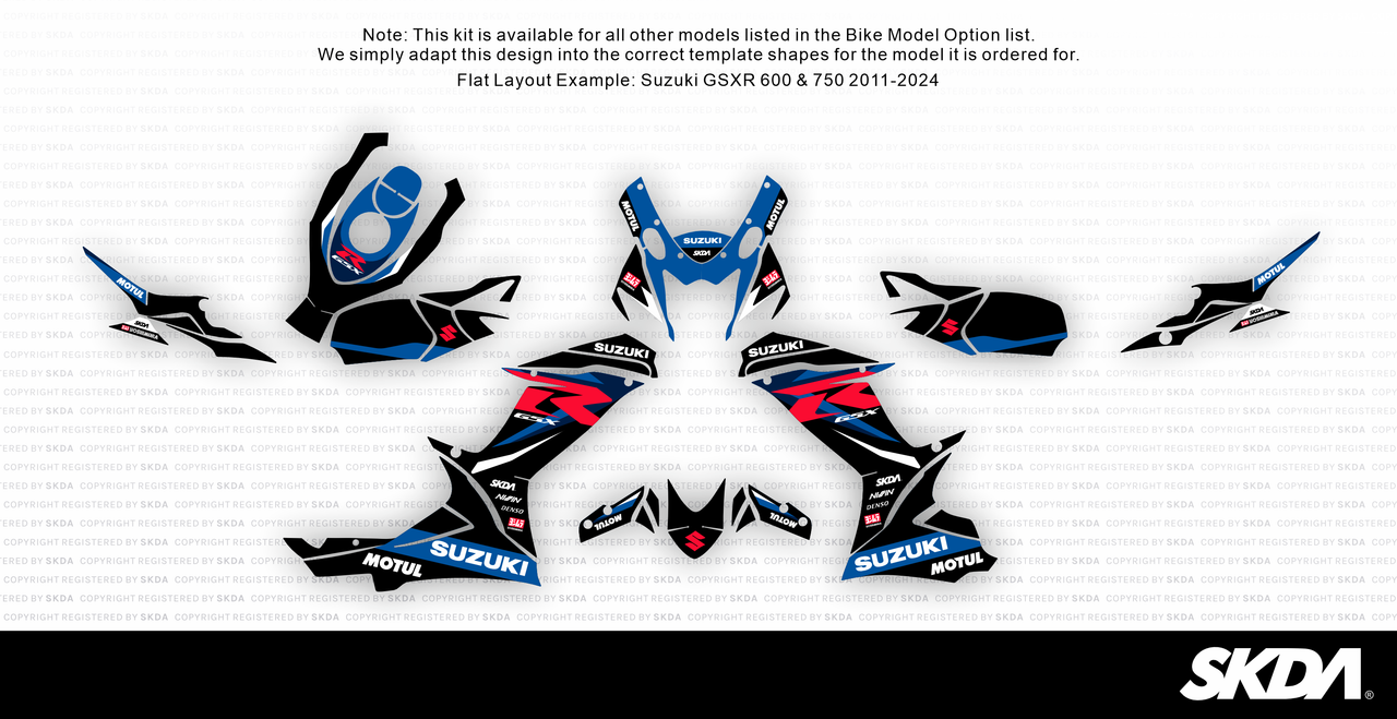 ZEPHYR Blk/Blue Suzuki GSXR Full Graphics Kit | SKDA USA