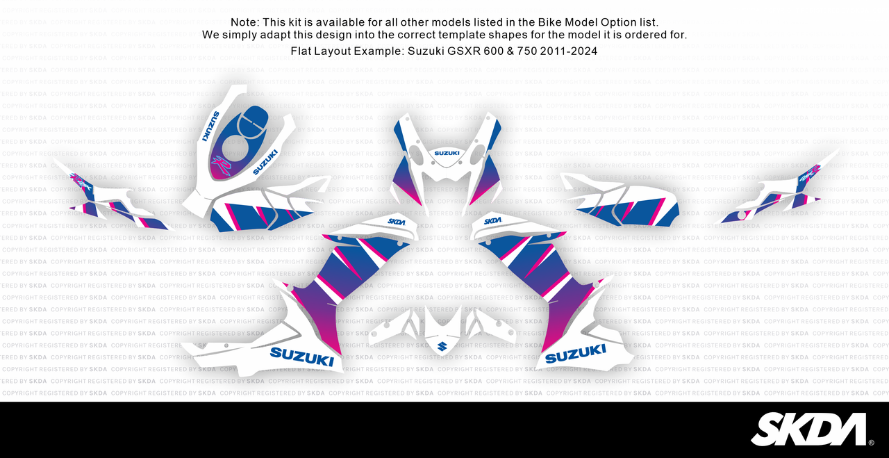 REVIVE White Suzuki GSXR Full Graphics Kit | SKDA USA