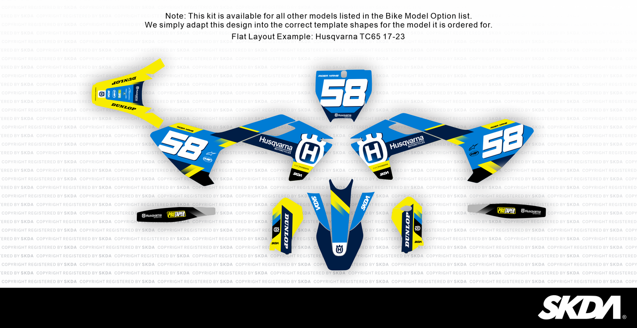 ZOOM Blue Husqvarna Mini Bike Full Graphics Kit - SKDA - US Store
