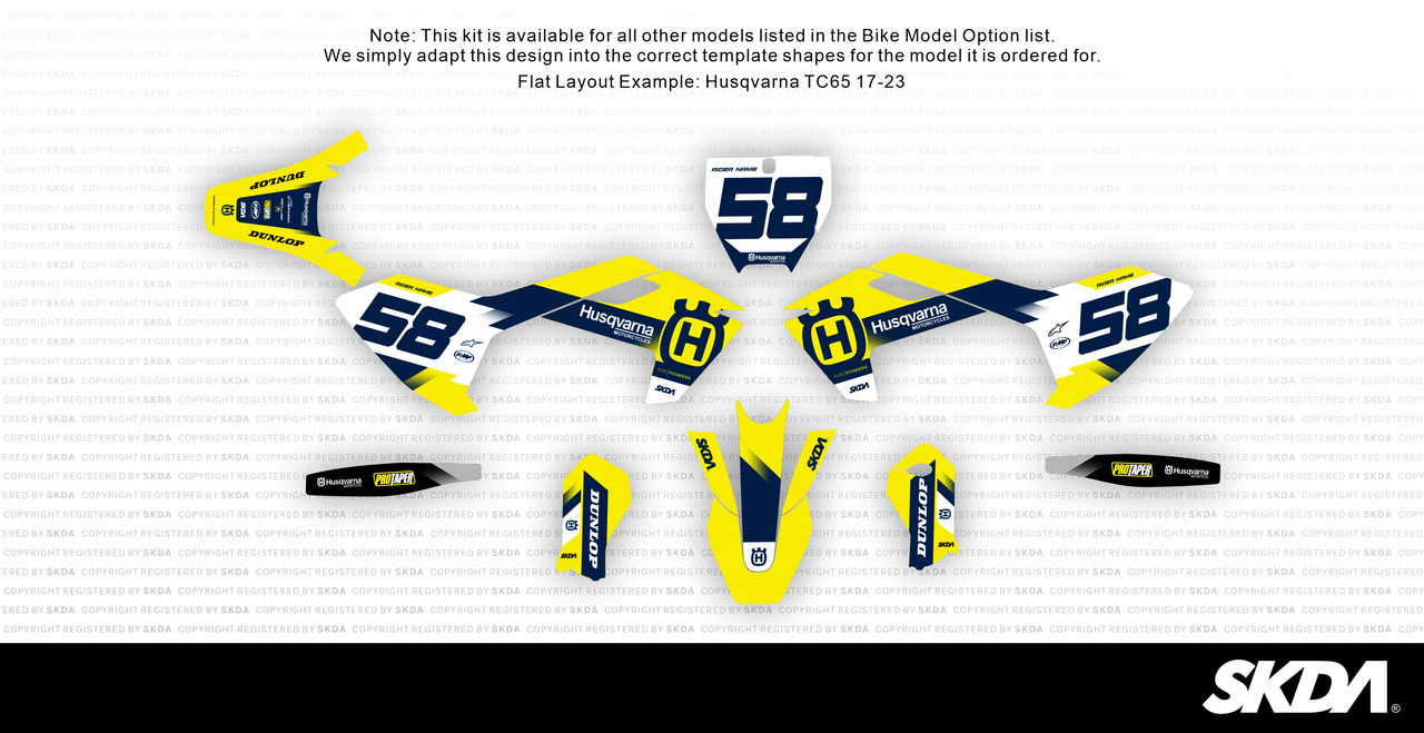 ZOOM Yellow Husqvarna Mini Bike Full Graphics Kit - SKDA - US Store