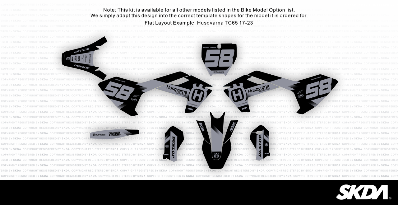 ZOOM Grey Husqvarna Mini Bike Full Graphics Kit - SKDA - US Store