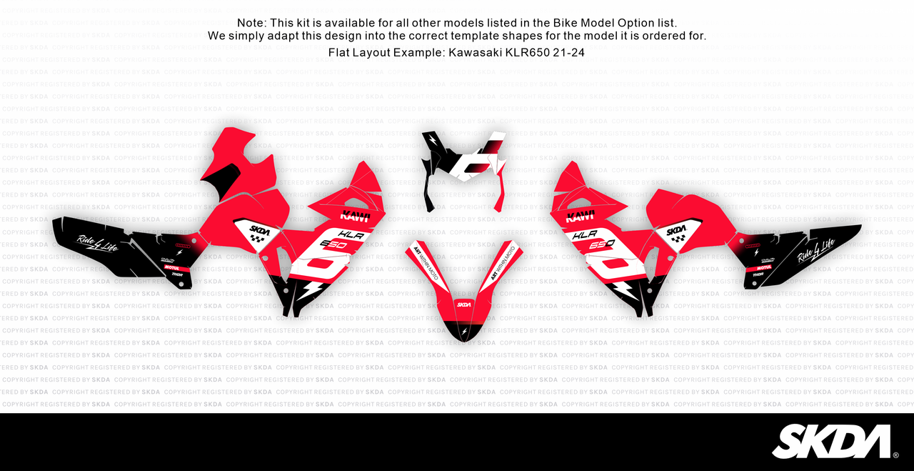 SIXX Red KLR Full Graphics Kit - SKDA - US Store