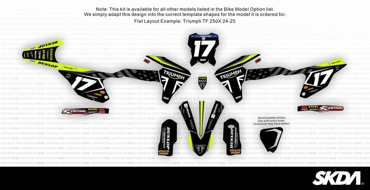 24 Redbud NEON Triumph TF Replica Graphics Kit - SKDA - US Store