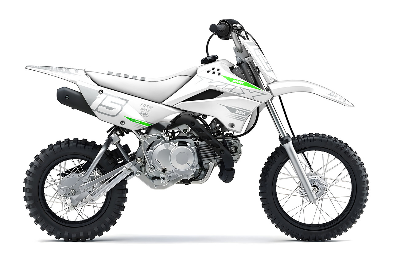 SMOKE V2 Wht/Grey Kawasaki Mini Full Graphics Kit | SKDA USA