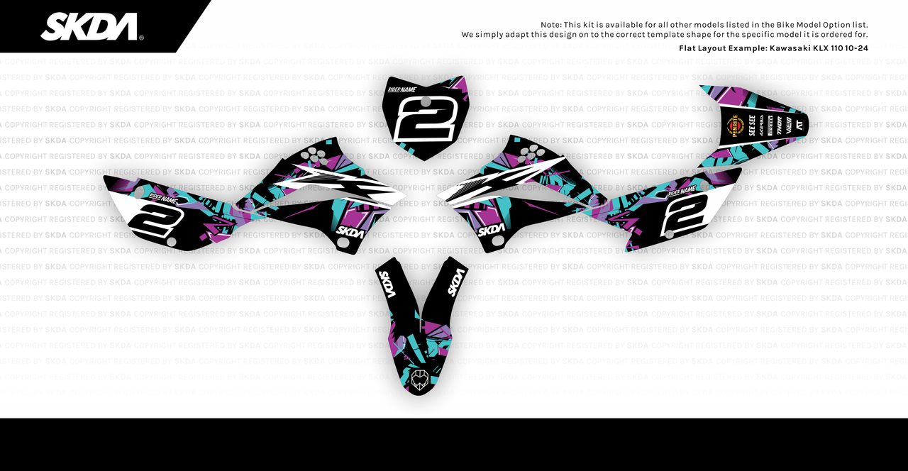 SHATTER Teal Kawasaki Mini Full Graphics Kit | SKDA USA