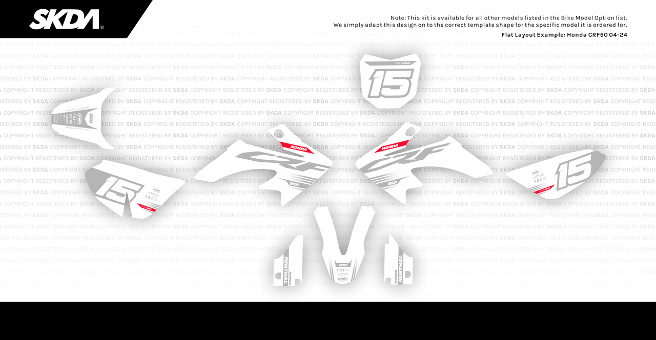 SMOKE V2 Wht/Grey Honda Mini Full Graphics Kit | SKDA USA