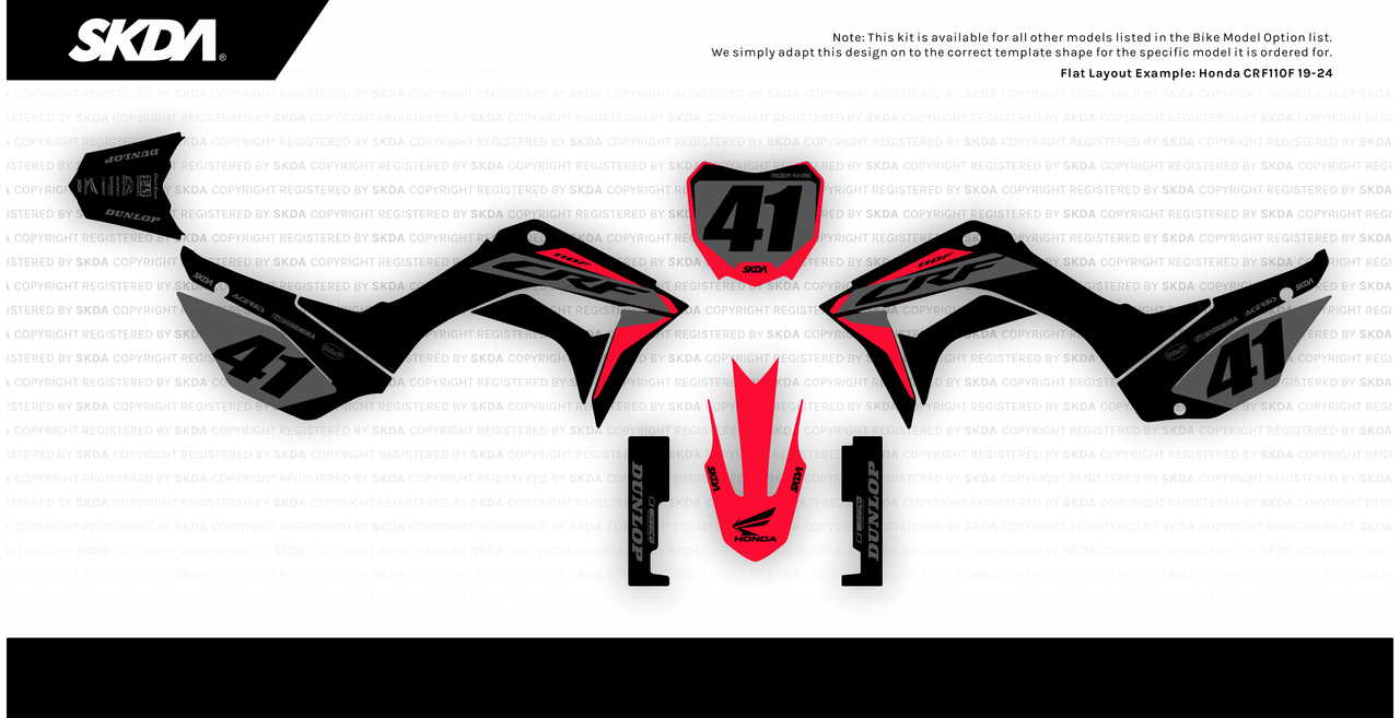 AERO Blk/Red Honda Mini Full Graphics Kit | SKDA USA