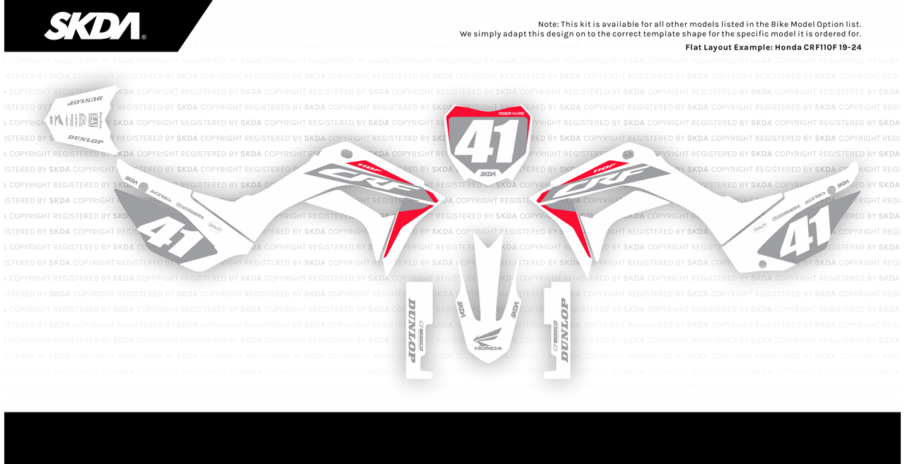 AERO Wht/Gry Honda Mini Full Graphics Kit | SKDA USA