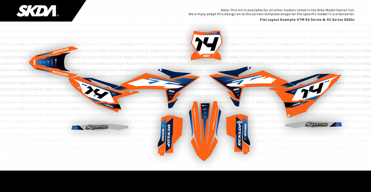 HUE Org/Blue KTM Full Graphics Kit | SKDA USA