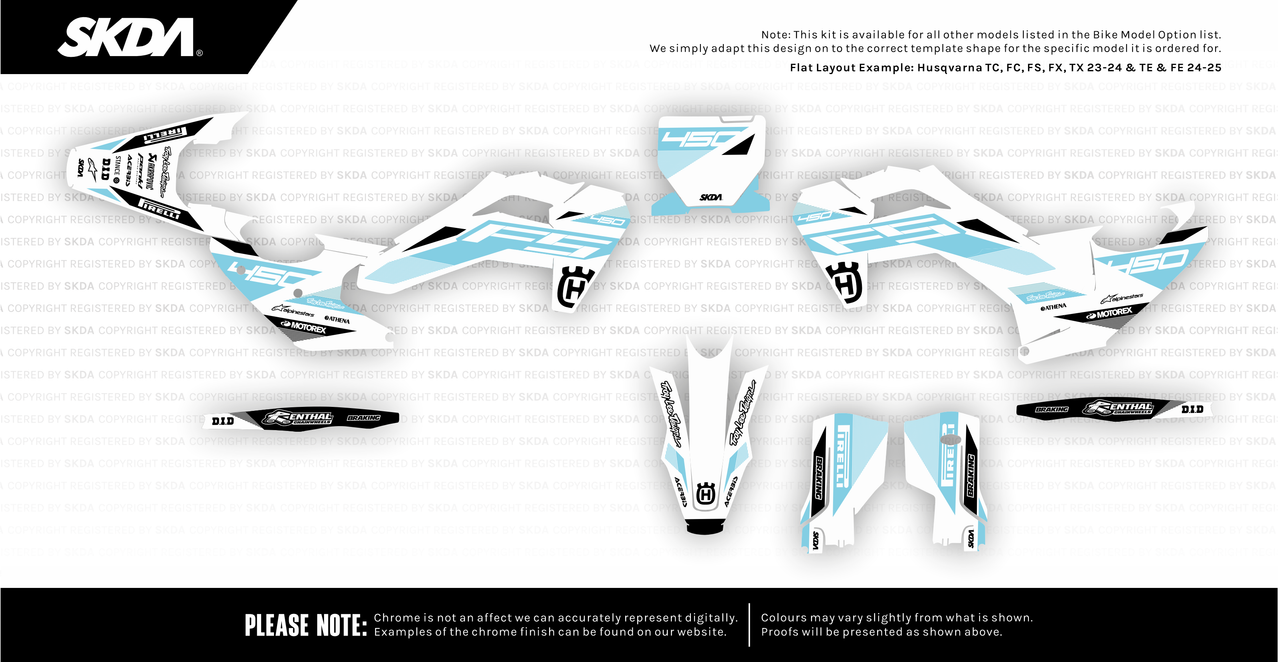 SUPER CHROME Teal Husqvarna Full Graphics Kit | SKDA USA