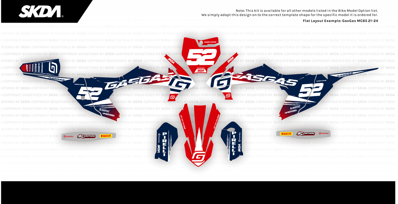 FUMES Navy/Wht GasGas Mini Full Graphics Kit | SKDA USA