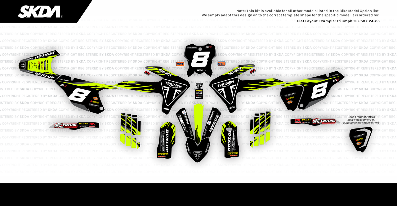 25 Factory NEON Triumph TF Replica Graphics Kit - SKDA - US Store