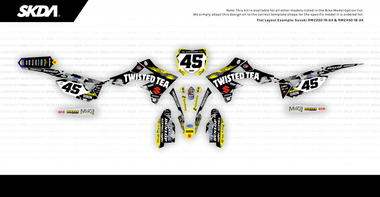 25 Twisted Tea MILITARY Suzuki Full Graphics Kit | SKDA USA