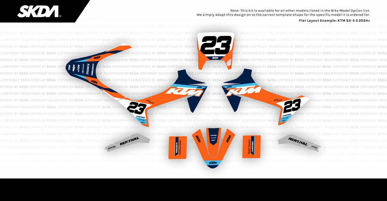 CURE Wht/Navy KTM SX-E2 Full Graphics Kit | SKDA USA