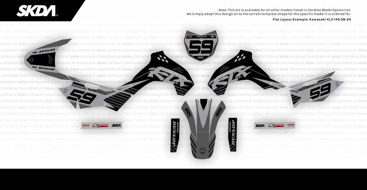 BEAST Grey KLX/KDX Full Graphics Kit | SKDA USA