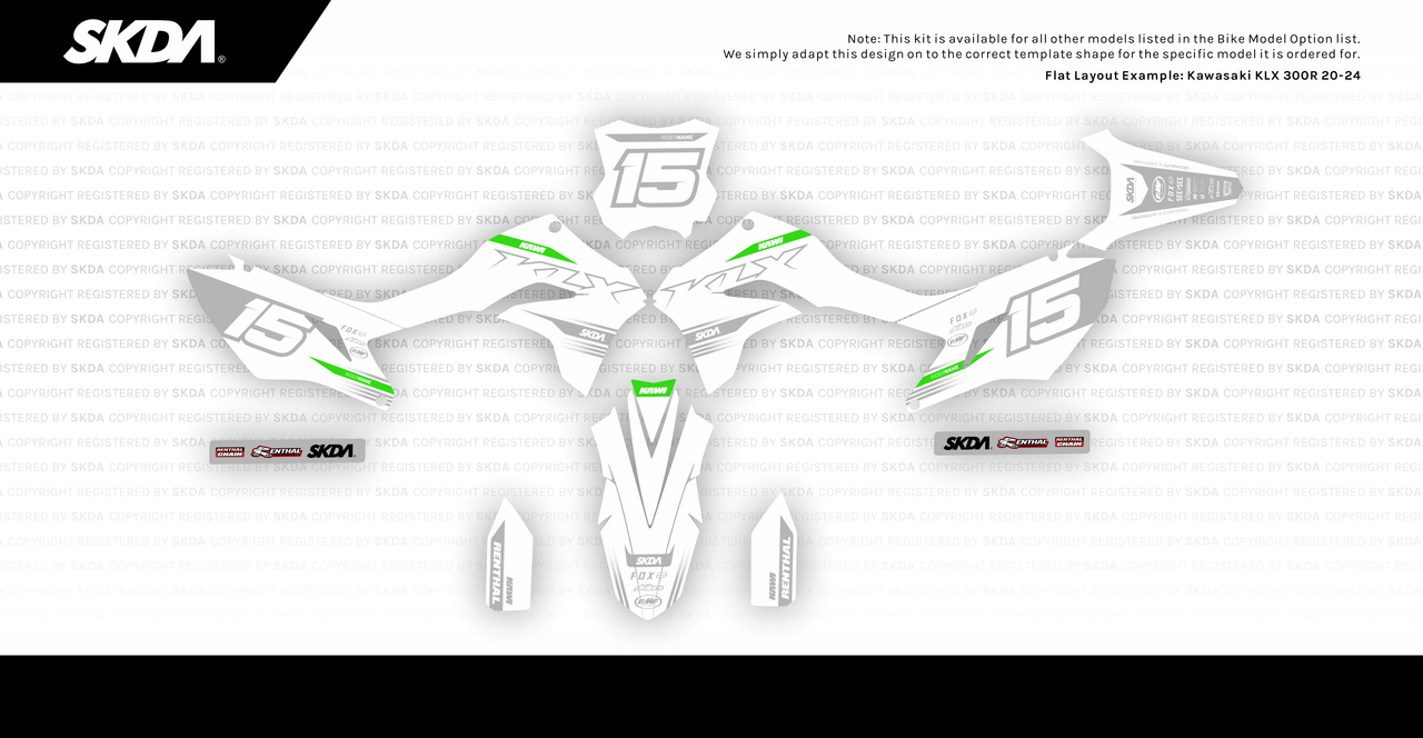 SMOKE V2 Wht/Grey KLX/KDX Full Graphics Kit | SKDA USA