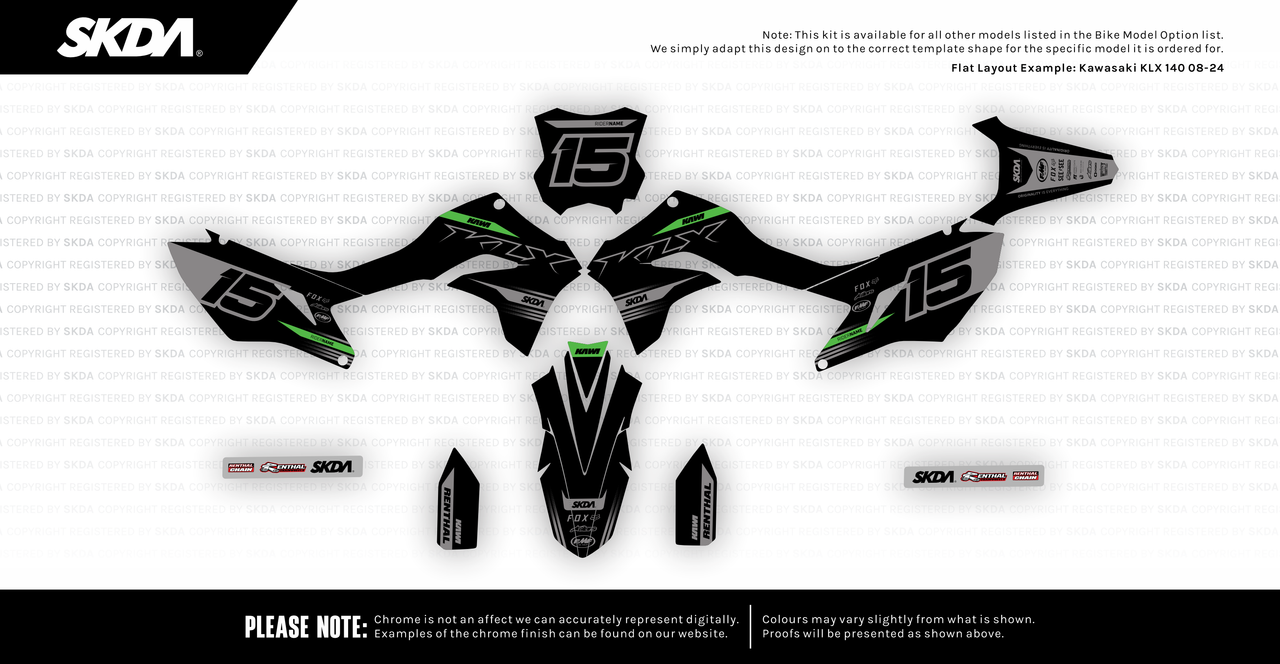 SMOKE CHROME Black KLX/KDX Full Graphics Kit | SKDA USA