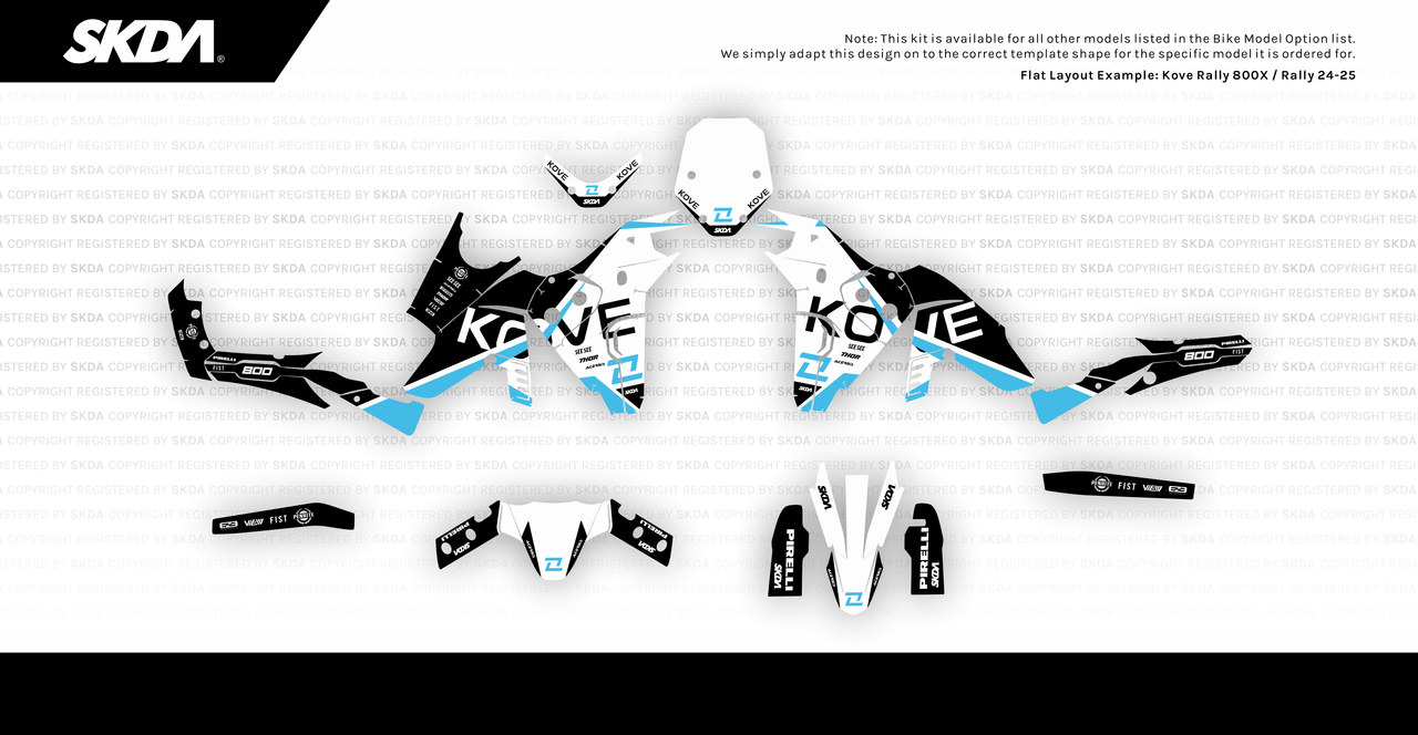 DIVIDE Blk/Blue Kove 800X Rally Full Graphics Kit | SKDA USA