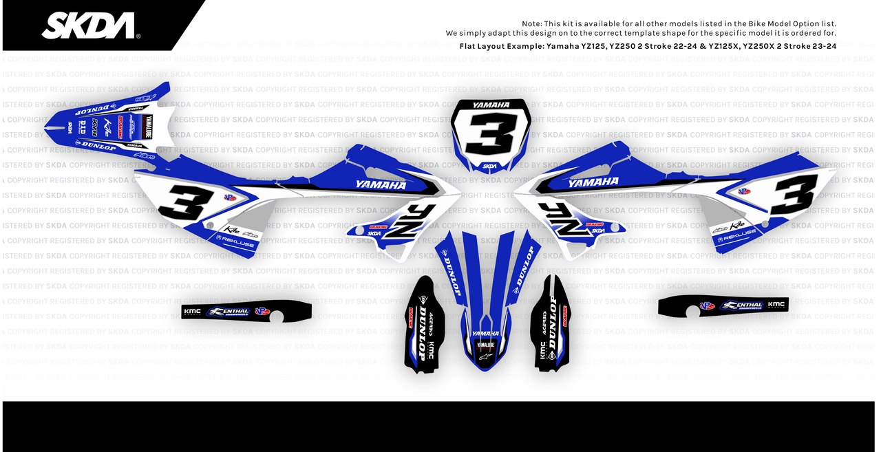 SPILL Blue/White YZ Full Graphics Kit | SKDA USA