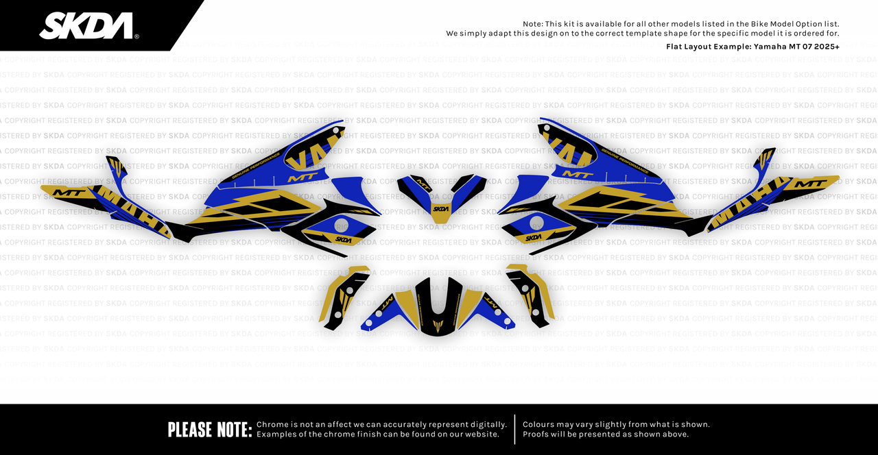 HONEST CHROME Blue/Gold MT/FZ Full Graphics Kit | SKDA USA