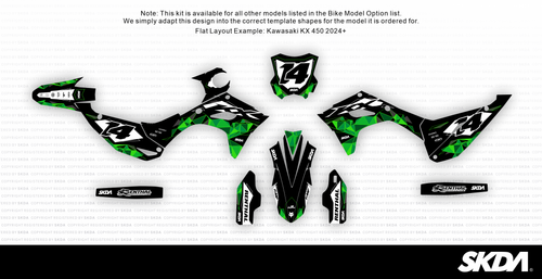 RIDGE Blk/Green KX/KXF Full Graphics Kit | SKDA USA