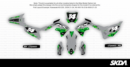 RIDGE Gry/Green KX/KXF Full Graphics Kit | SKDA USA