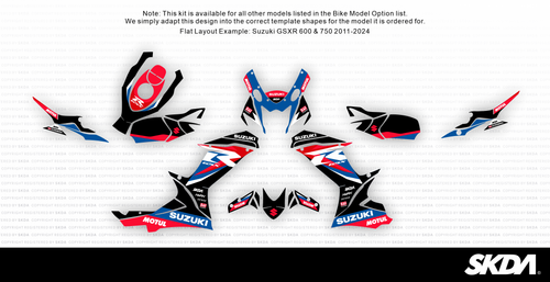 ZEPHYR Blue/Red Suzuki GSXR Full Graphics Kit | SKDA USA