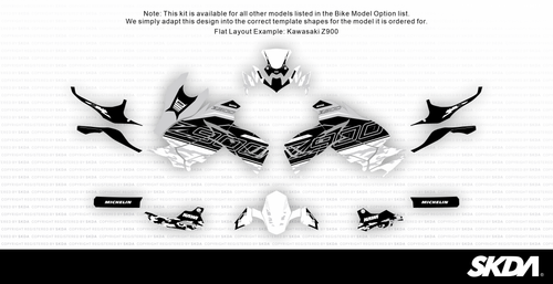UNSEEN White Kawasaki Z Full Graphics Kit | SKDA USA